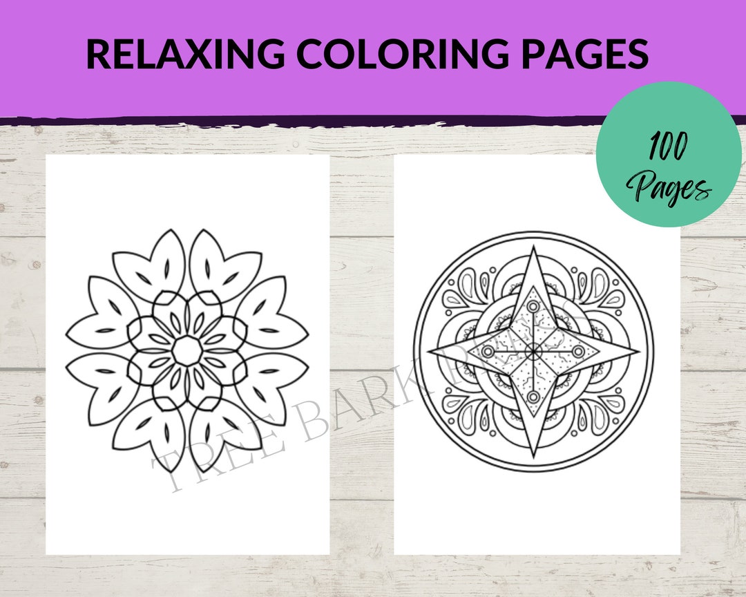 100 Relaxing Coloring Pages All Ages - Etsy