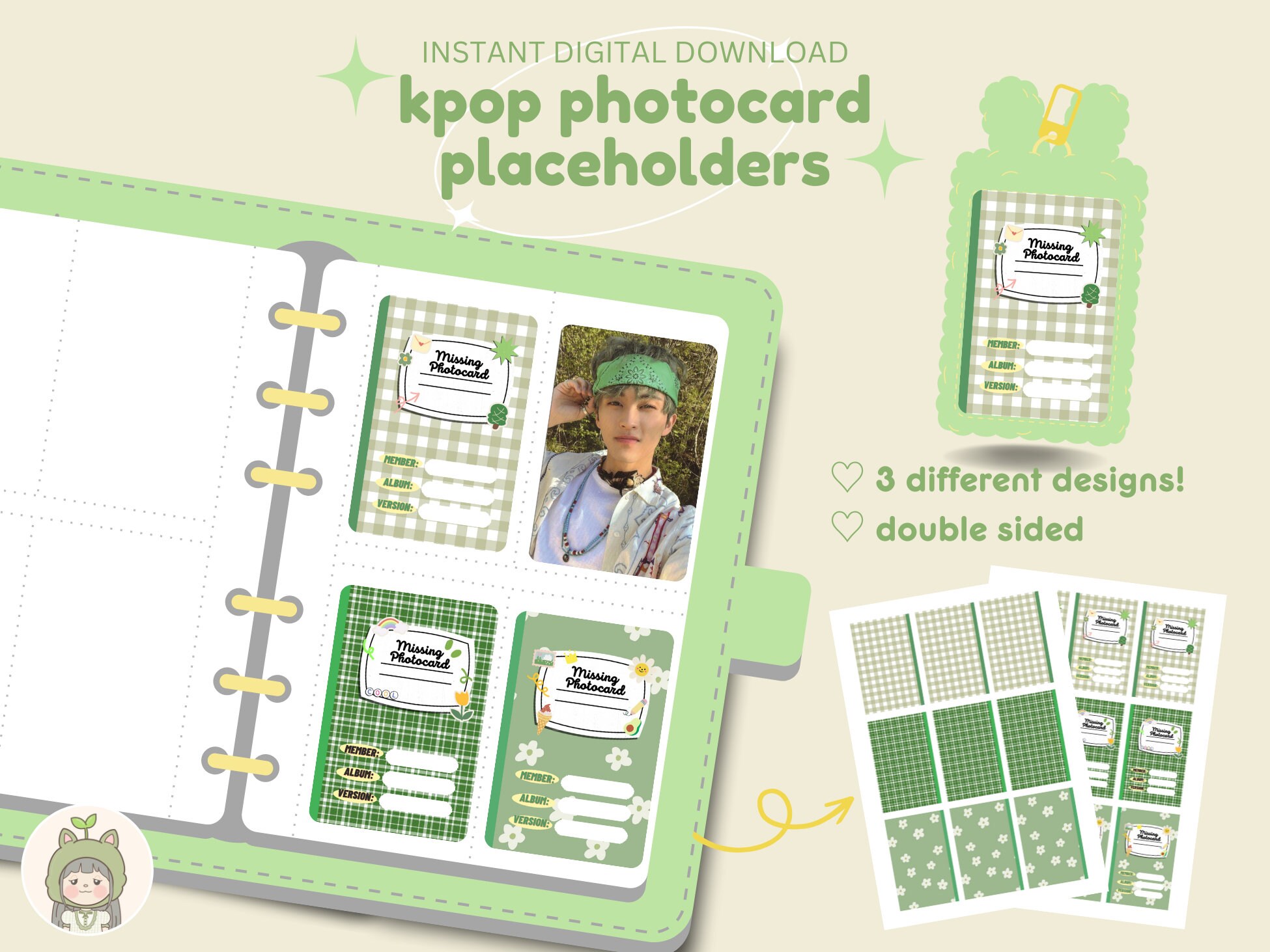 Digital Green Pastel Notebook Kpop Photocard Binder - Etsy