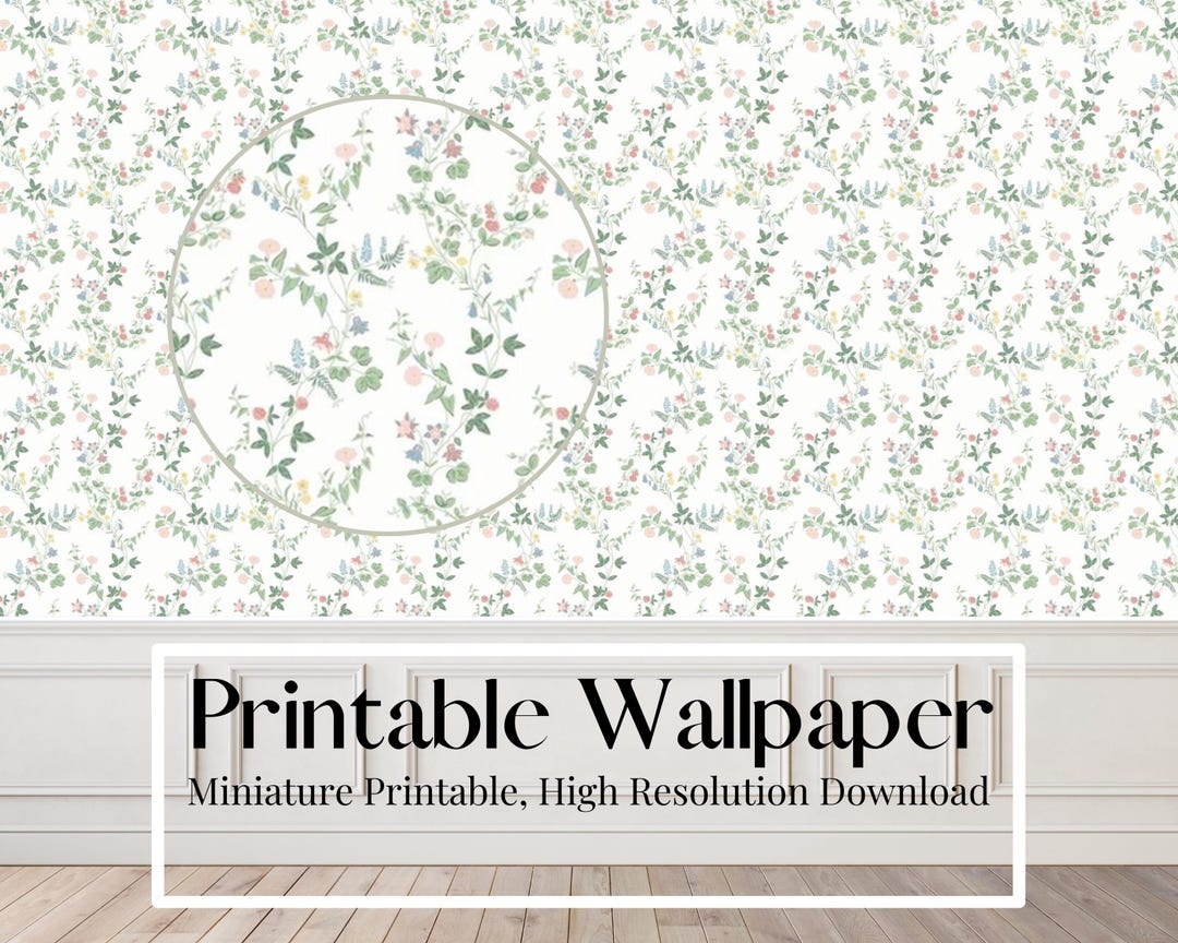 Dollhouse Floral Wallpaper: 1/12 Scale Miniature Garden (printable ...