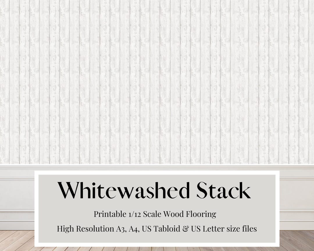 Whitewashed Wood Flooring: 1/12 Dollhouse Wallpaper (printable Download ...