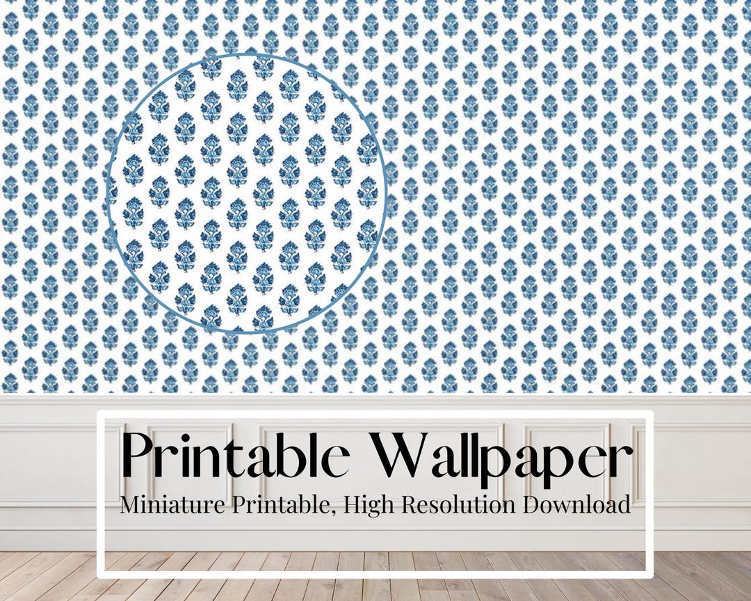Dollhouse, Miniature Wallpaper, Blue, Provence, 1/12, Miniature ...