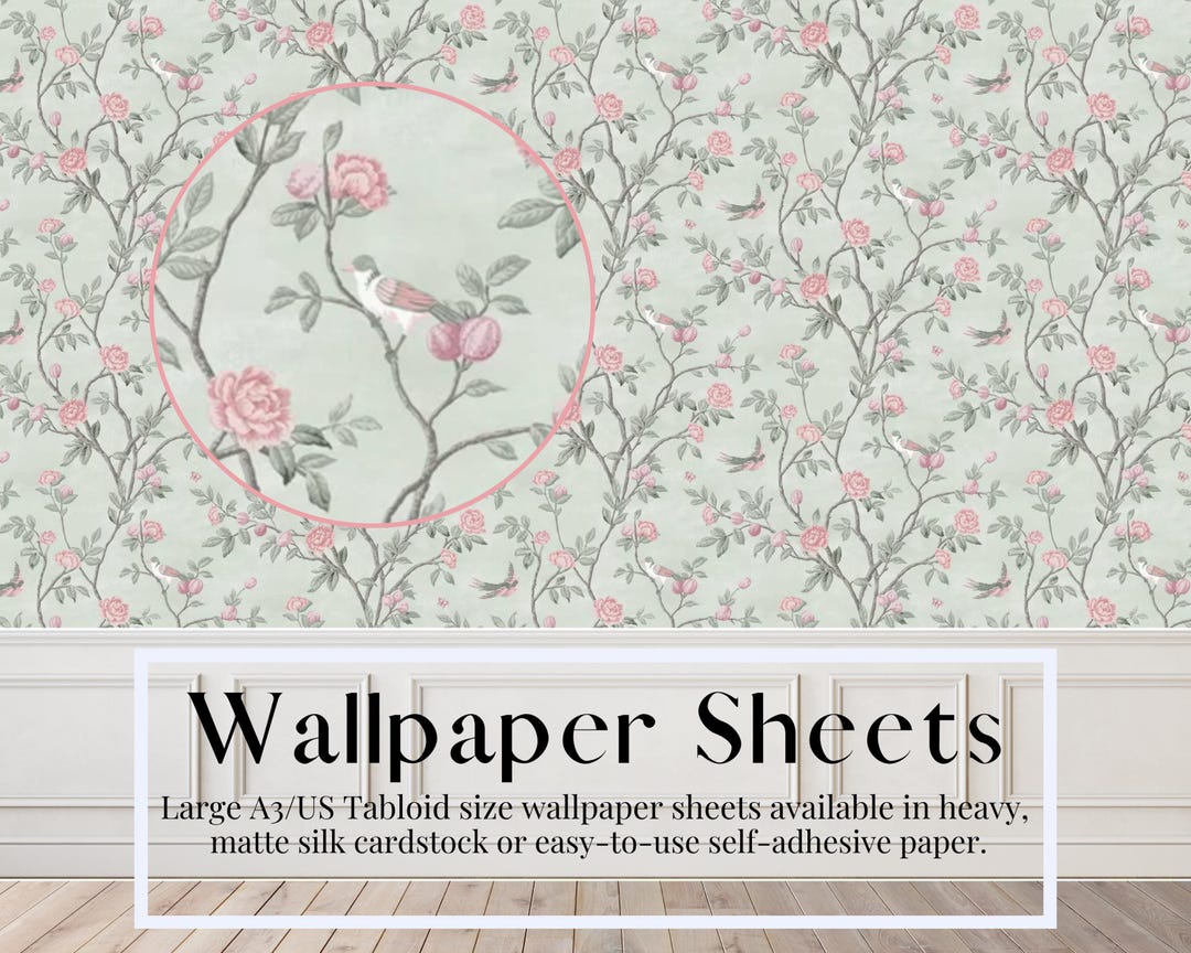 Dollhouse Wallpaper: Pink Roses, Green Leaves - 1/12 Scale - Etsy