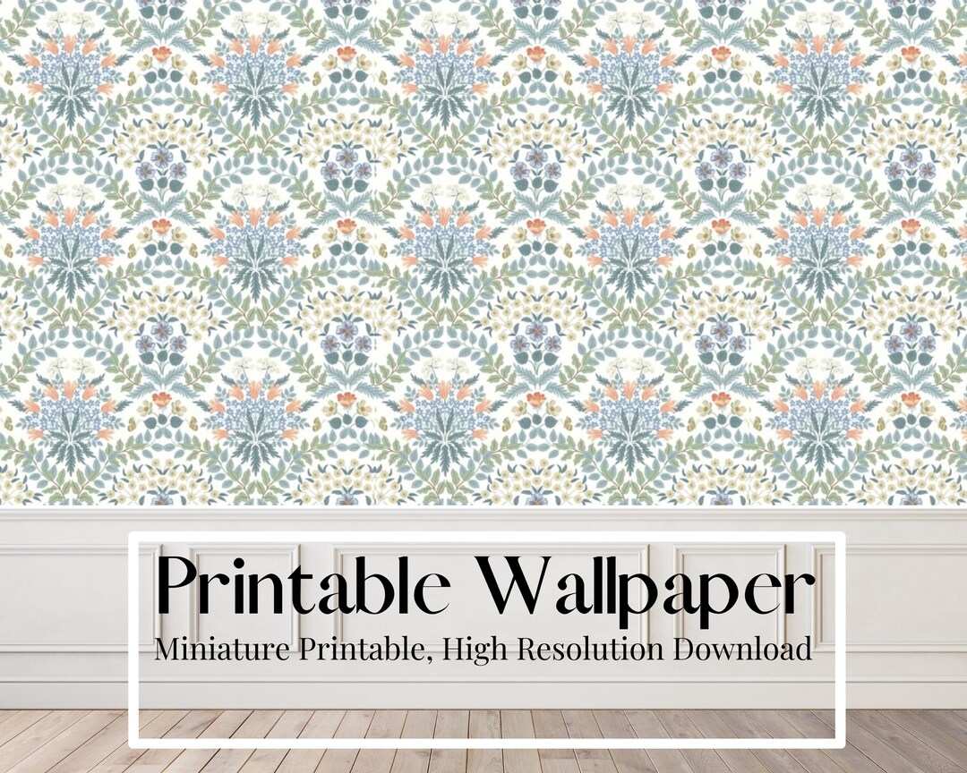 Dollhouse Floral Wallpaper: 1/12 Scale Miniature Printable (digital ...