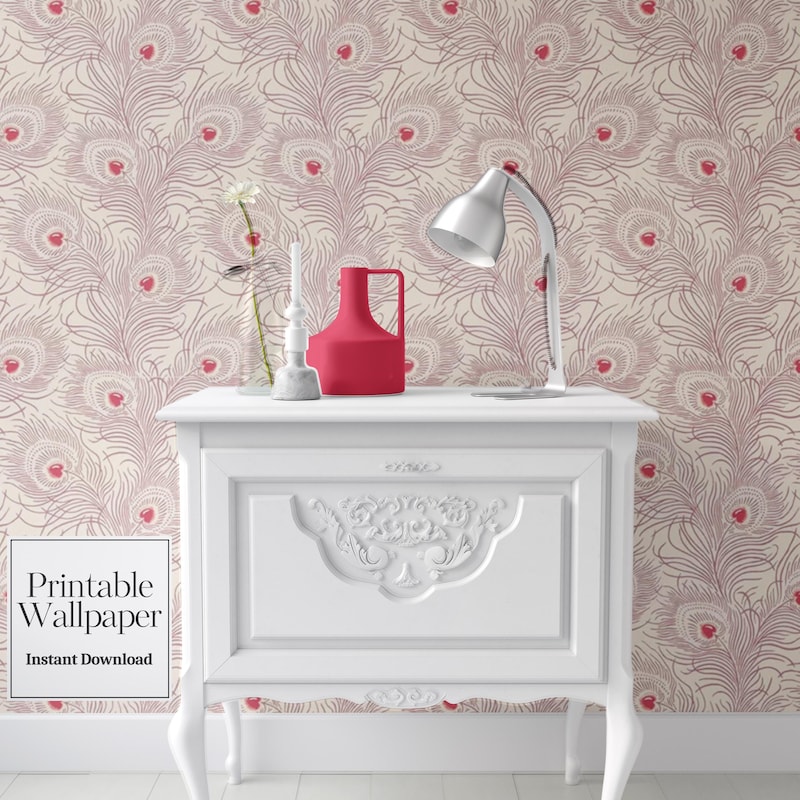 Red Feather Wallpaper - Etsy