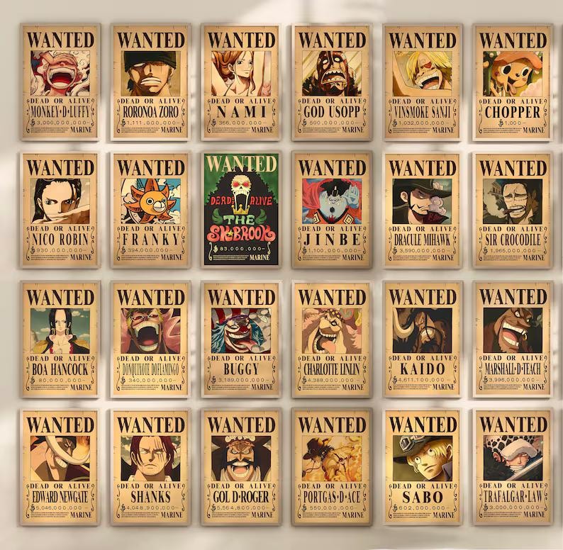 26 One Piece Wanted Posters 300dpi | Instant Digital Download High ...