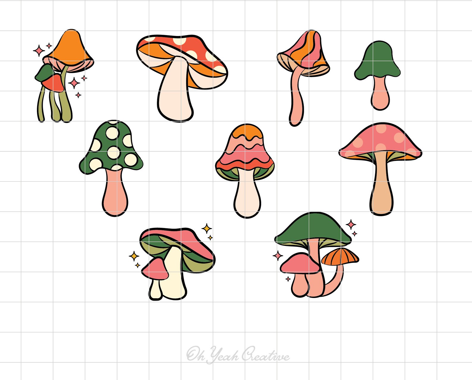 Groovy Mushroom Illustration Clip Art, Digital Download SVG PNG ...