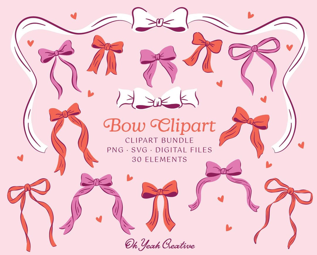 Hand Drawn Bow Clipart Set: PNG, SVG Files - Etsy