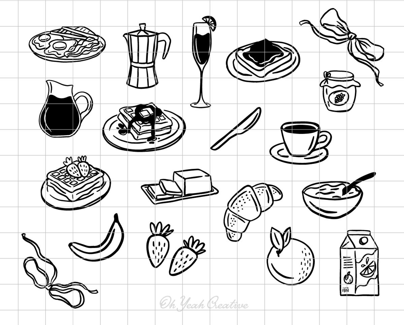 Brunch Clipart: Hand-drawn Food Icons (SVG, PNG Digital Download) - Etsy
