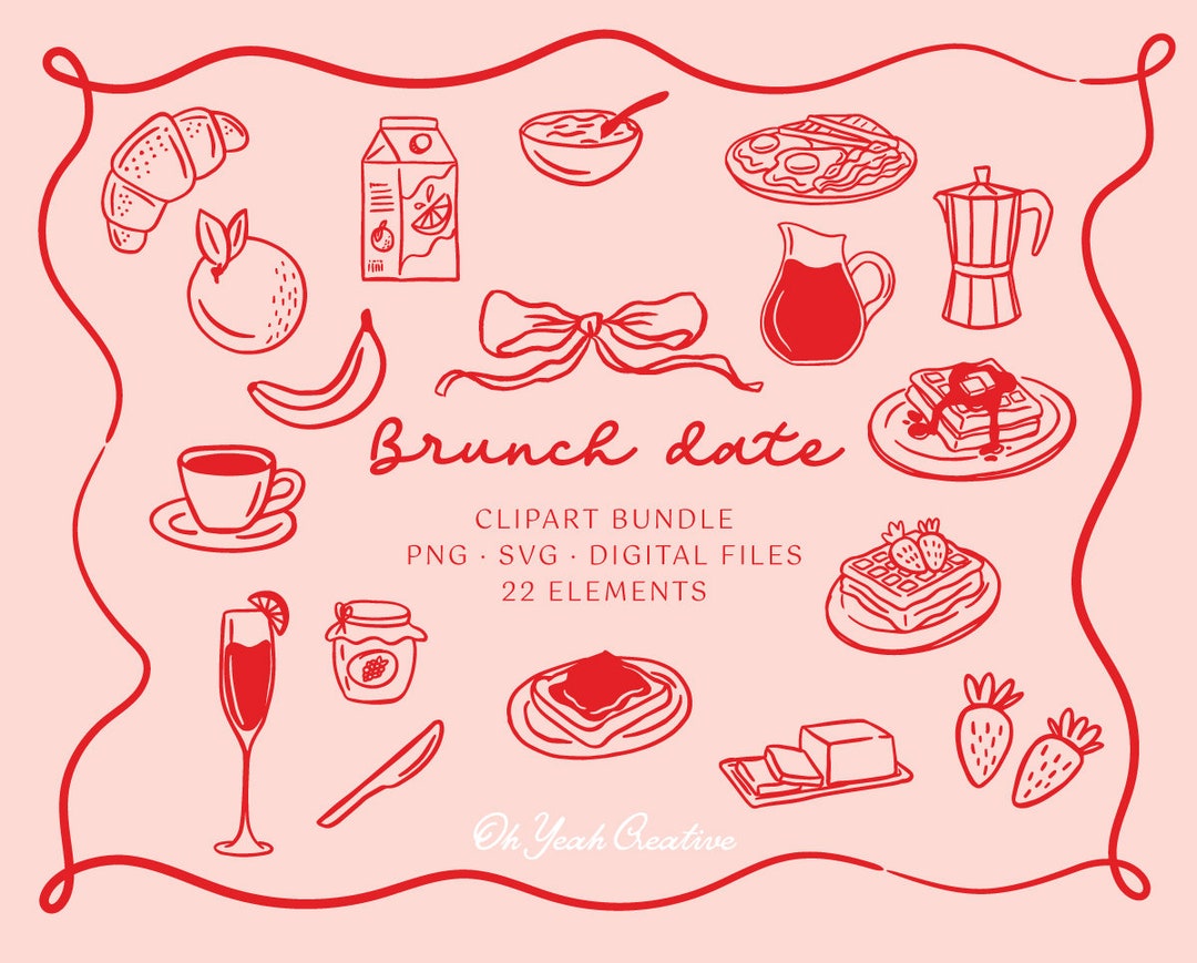 Brunch Clipart: Hand-drawn Food Icons (SVG, PNG Digital Download) - Etsy