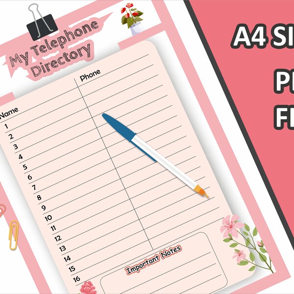 Phone List Template - Etsy
