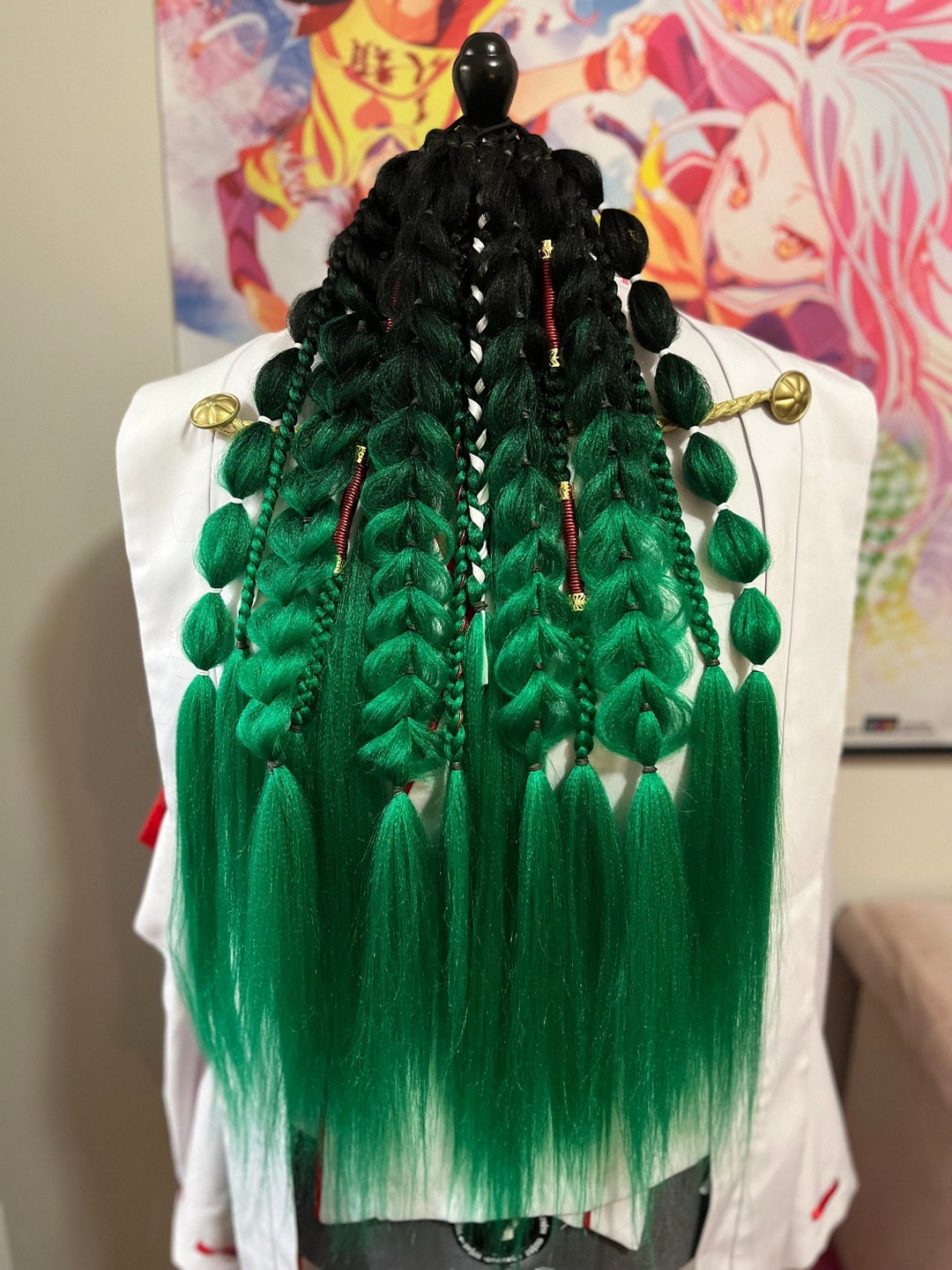 DEMON SLAYER Tanjiro Inspired Ombre Rave Braids Anime Hair - Etsy