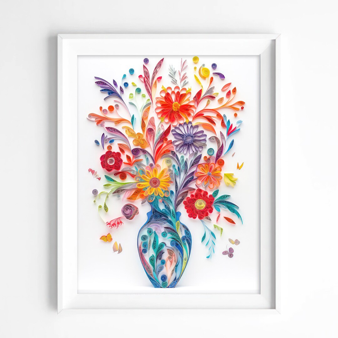 Mothers Day Flower Art Vase of Flowers Printable Bouquet of - Etsy