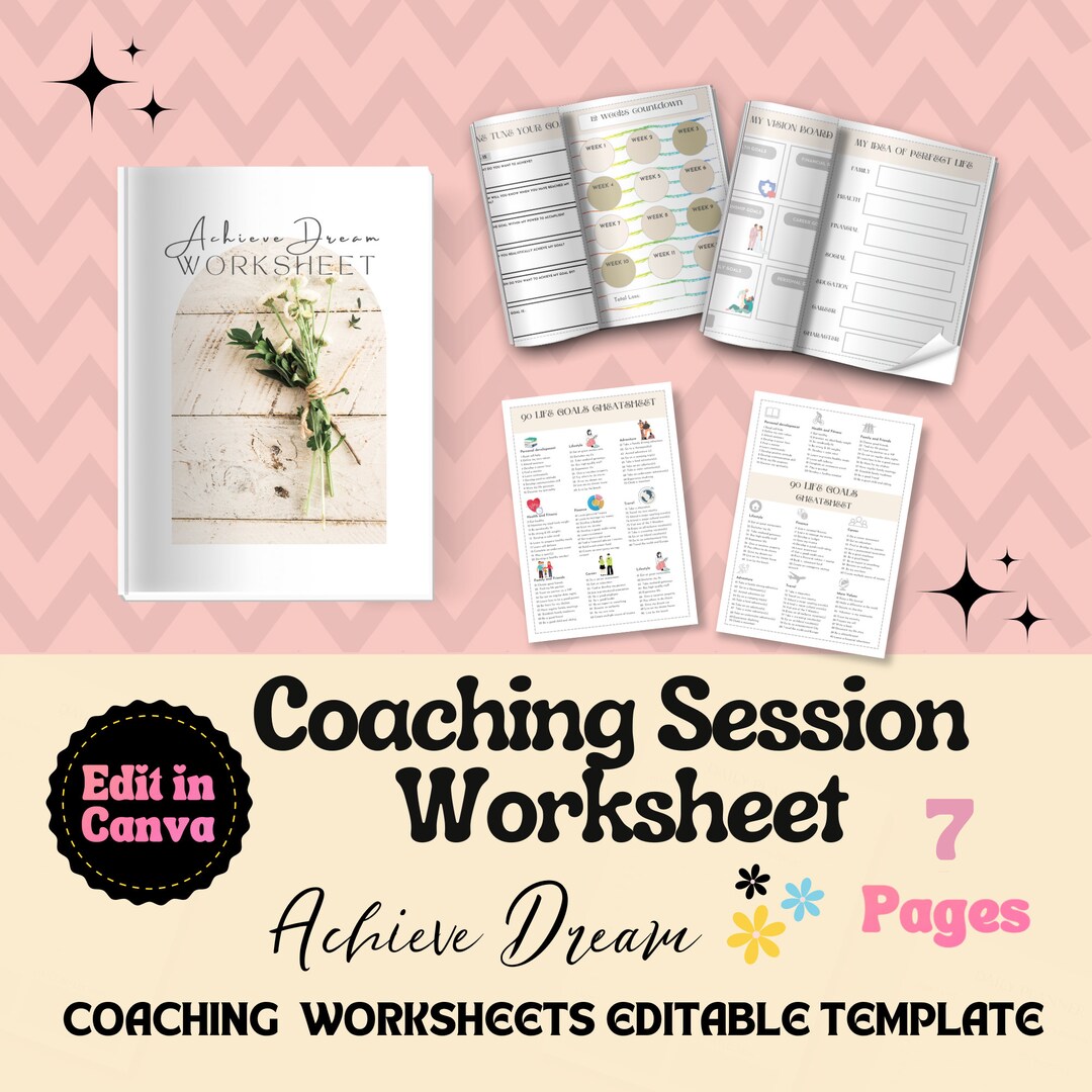 Coaching Session Worksheets Achieve Dream, Client Session Worksheets ...