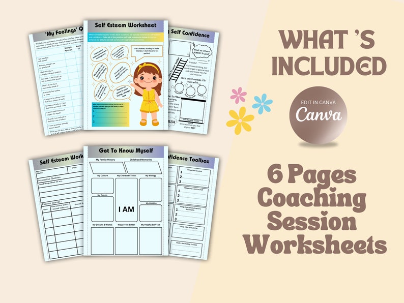 Coaching Session Worksheets Self Confidence Client Session - Etsy