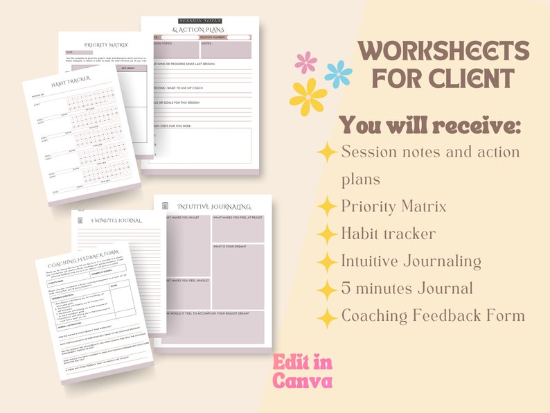 Coaching Session Worksheets 18 Pages for Coaches coaching Toolkit ...