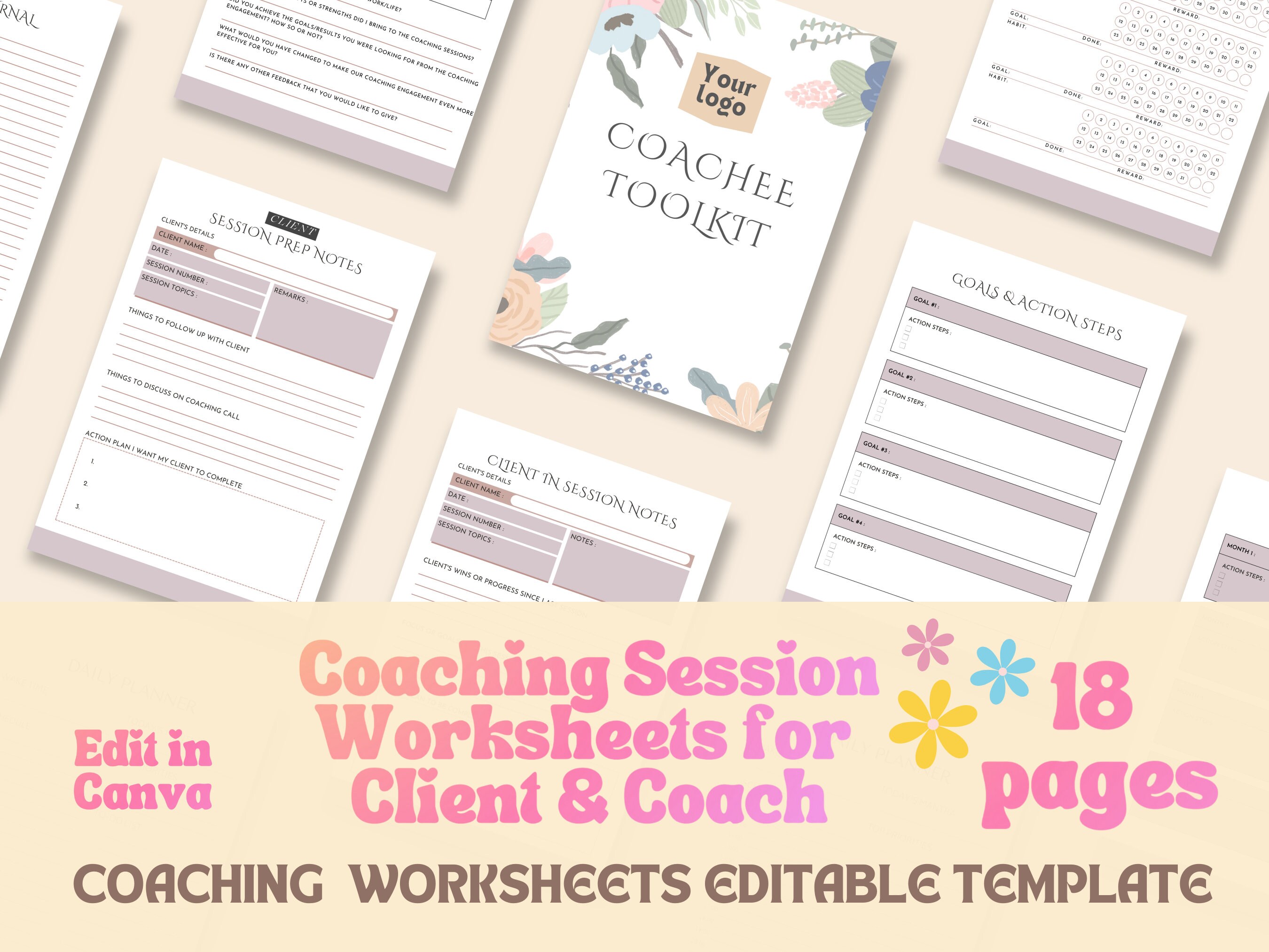 Coaching Session Worksheets 18 Pages for Coaches coaching Toolkit ...