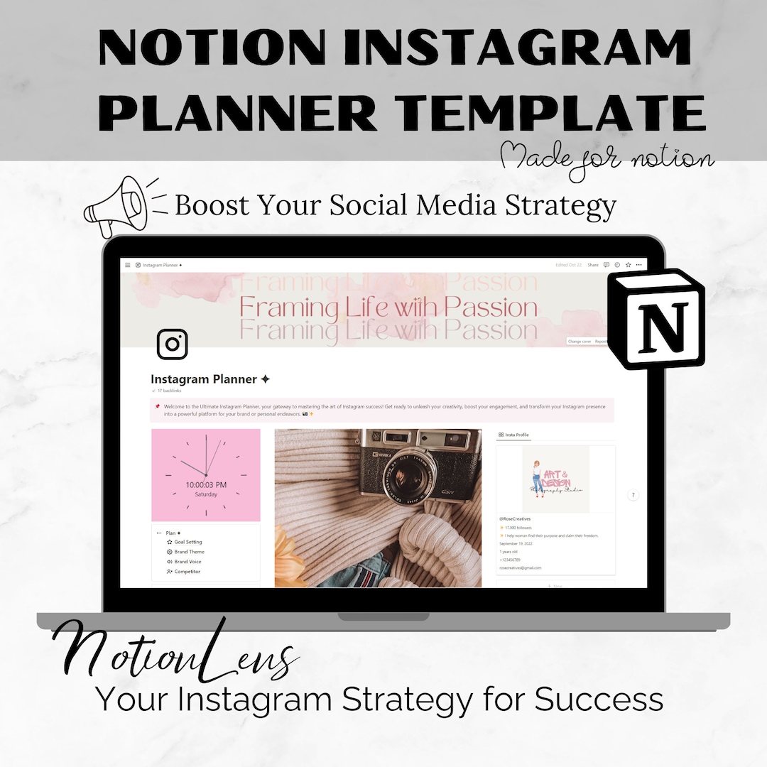 Notion Template Instagram Content Planner, Notionlens, Content Planner ...