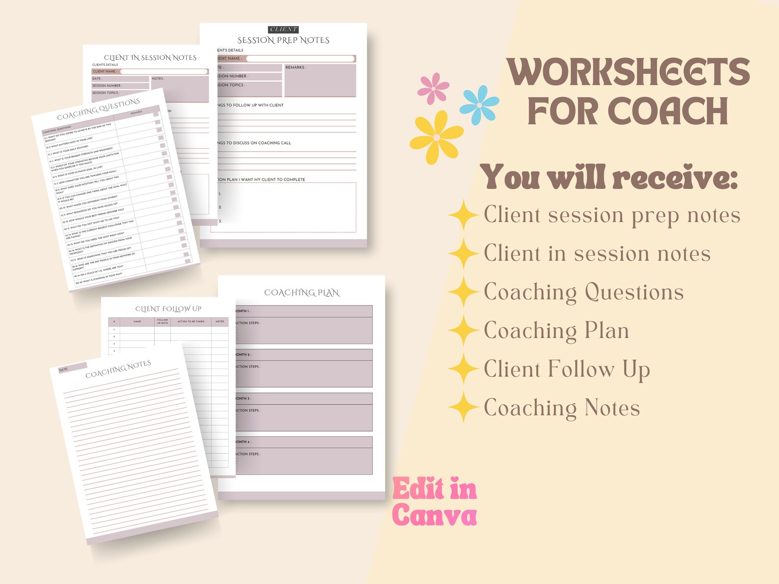 Coaching Session Worksheets 18 Pages for Coaches coaching Toolkit ...