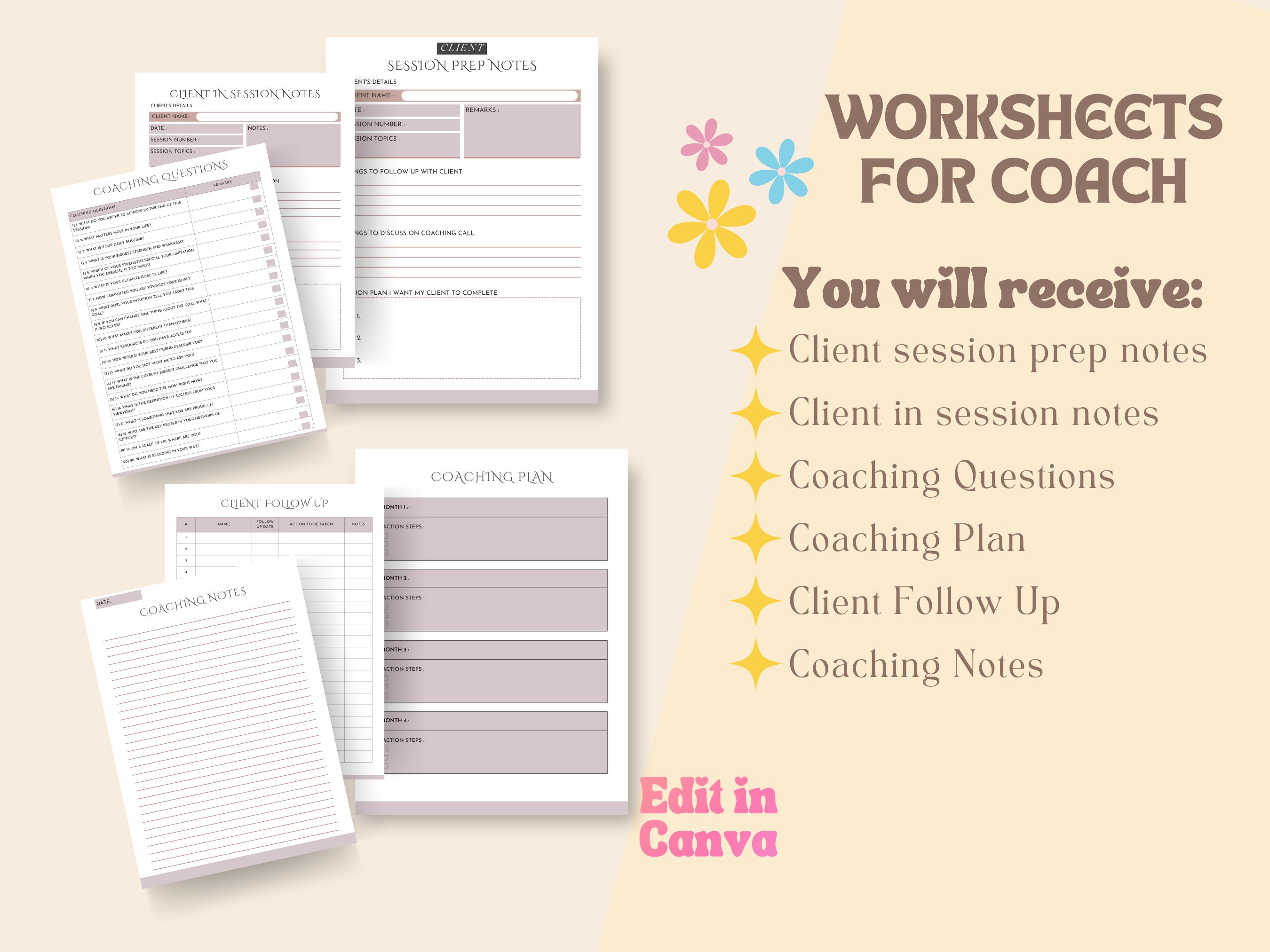 Coaching Session Worksheets 18 Pages for Coaches coaching Toolkit ...