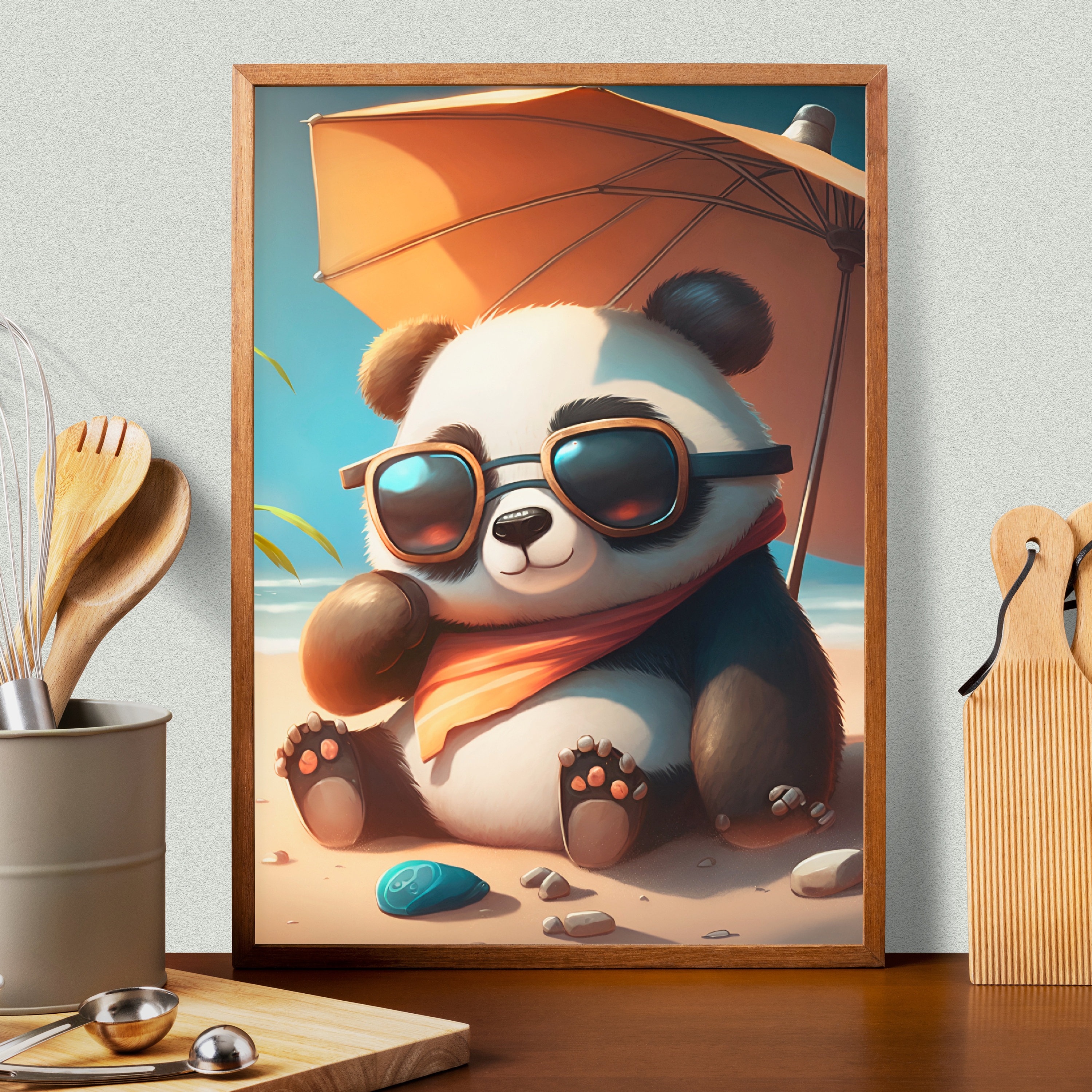 Relaxed Beach Panda Cute Panda Colorful Digital Art - Etsy