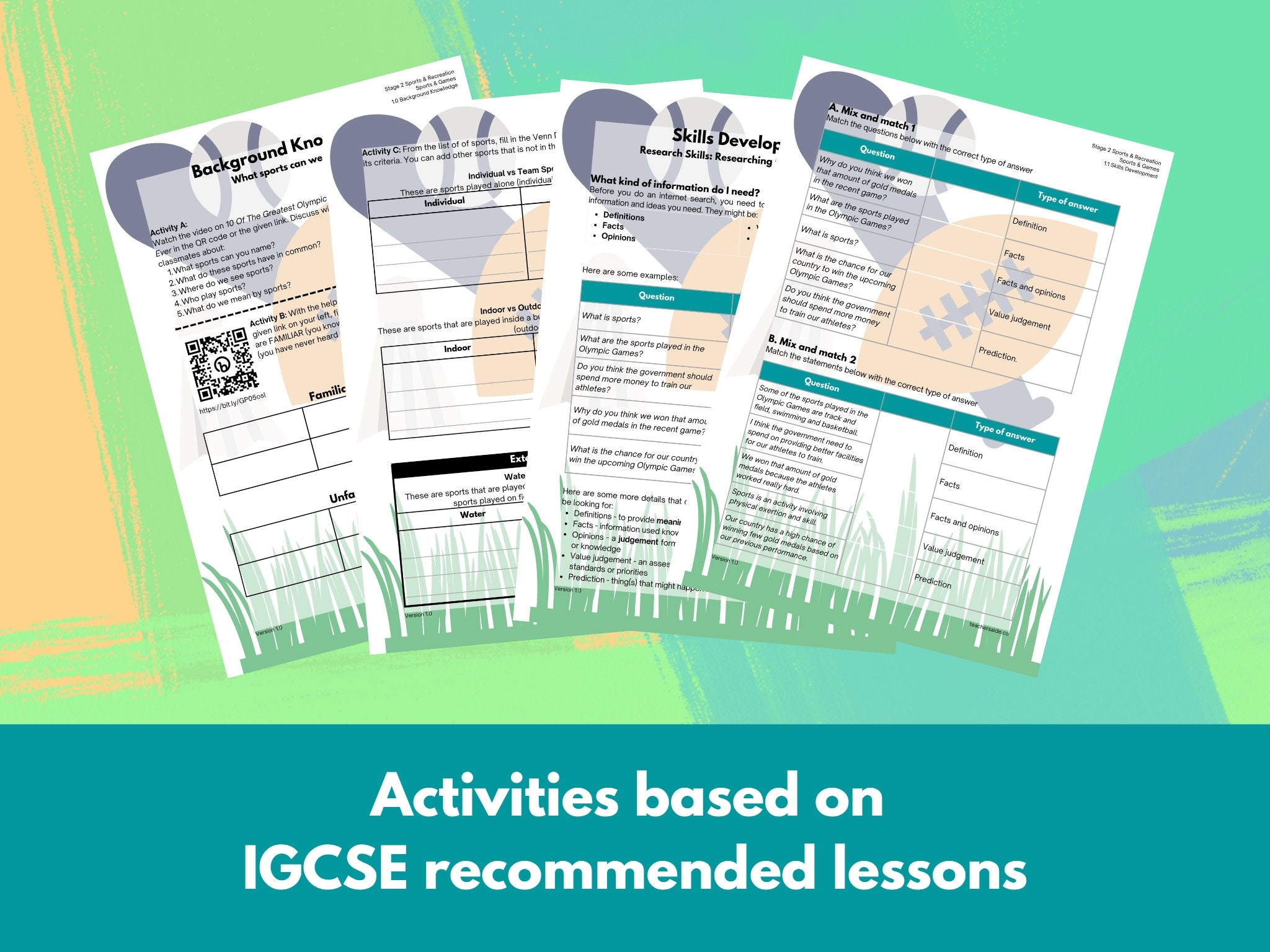 Worksheet IGCSE Primary Global Perspective 0838, Stage 2 Sports and ...