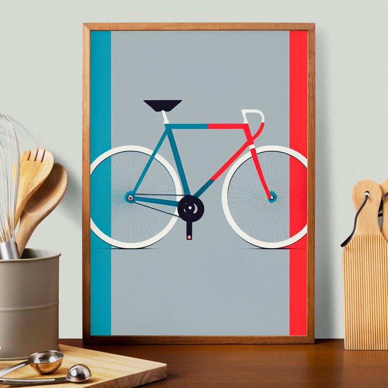 Bike Bauhaus Style Poster Modern Art Abstract Bicycle Wall Art ...
