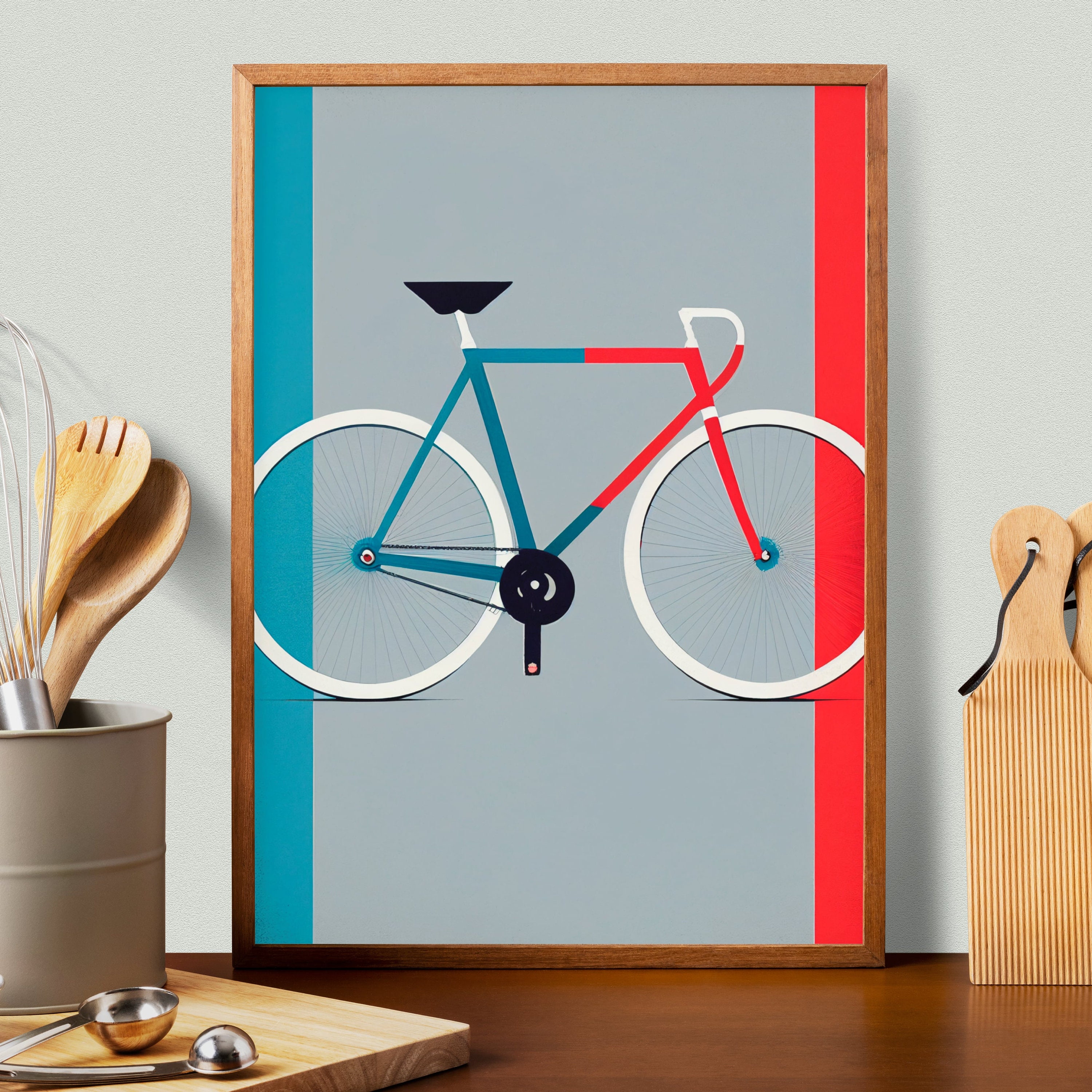 Bike Bauhaus Style Poster Modern Art Abstract Bicycle Wall Art ...