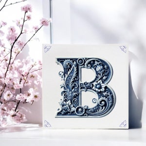 Alphabet, Initial B, Alphabet Tile, Tile, Delft Blue, Kitchen Tile ...