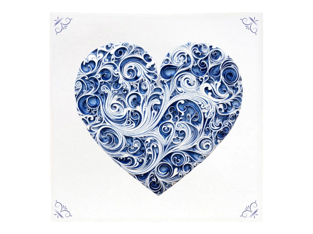 Heart, Heart Tile, Delft Blue, Valentine, Valentines Day, Valentine ...