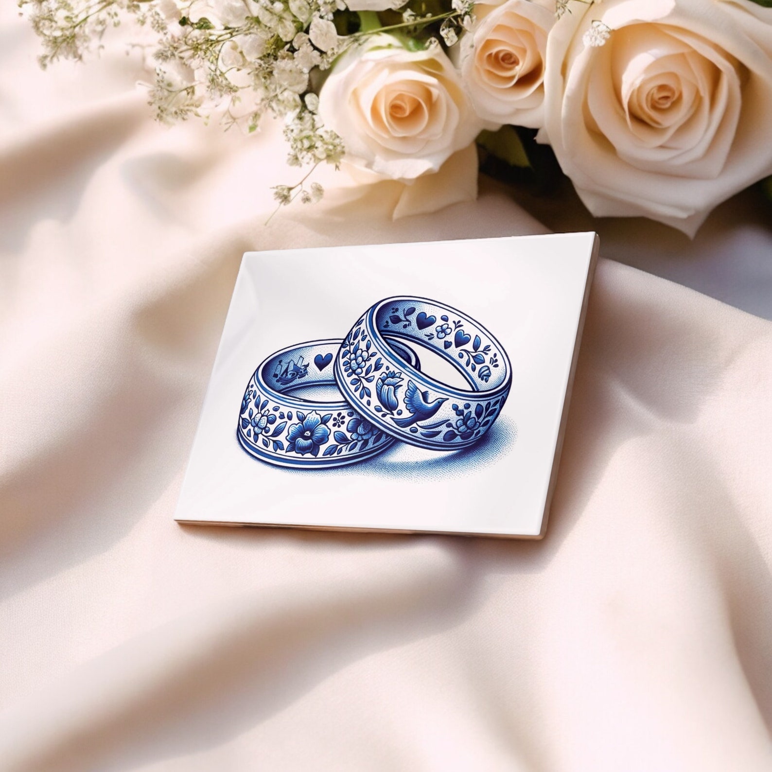 Wedding Ring, Tile, Ceramic Tile, 6 X 8, Delft Blue, Delft Blue Tile ...