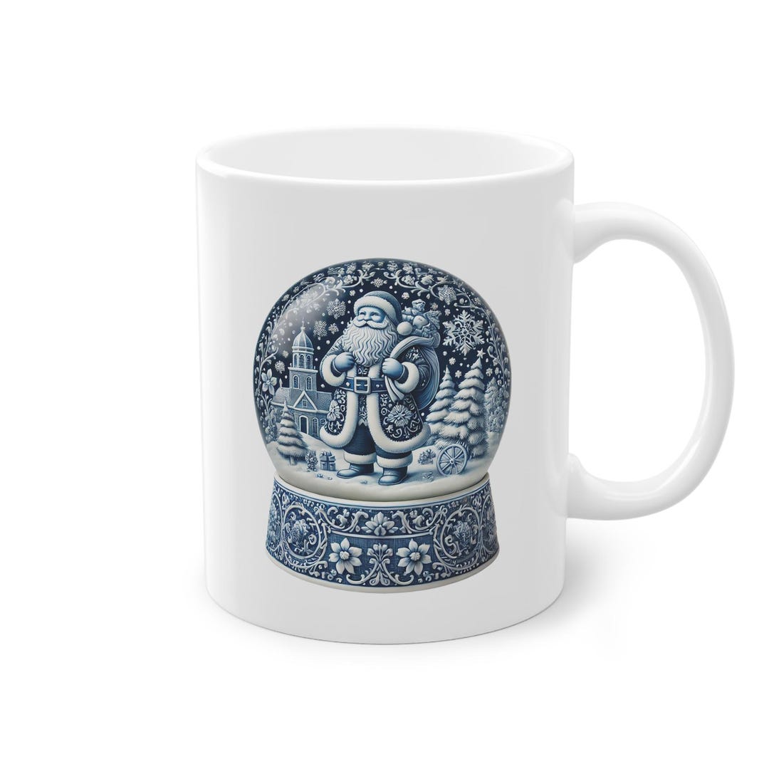 Snow Globe Mug, Delft Blue, Coffee Lover Gift, Winter Wonderland, Hot ...