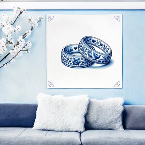 Wedding, Wedding Ring, Tile, Delft Blue, Delft Blue Tile, Wall Art ...