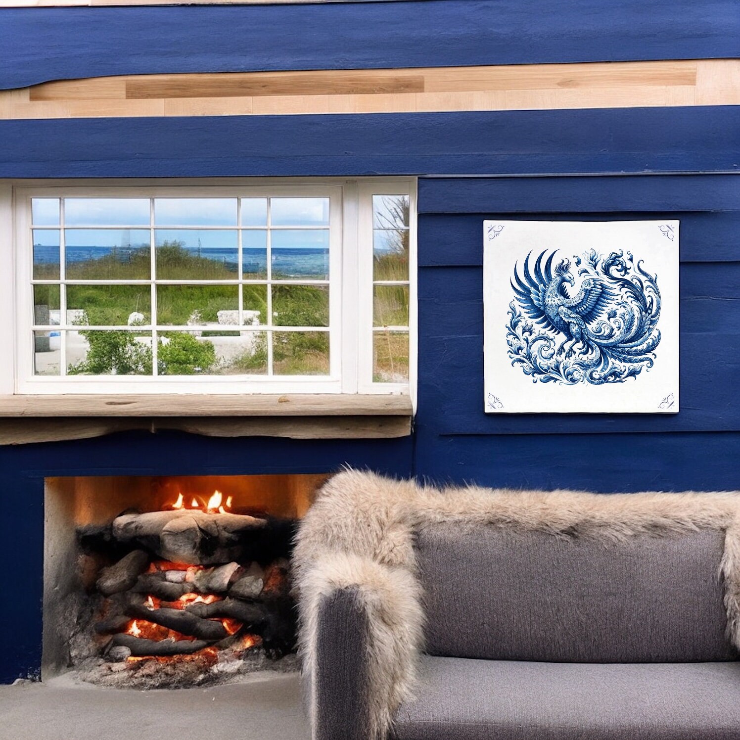 Phoenix, Tile, Delft Blue, Kitchen, Bathroom, Wall Art, Delft Blue Tile ...