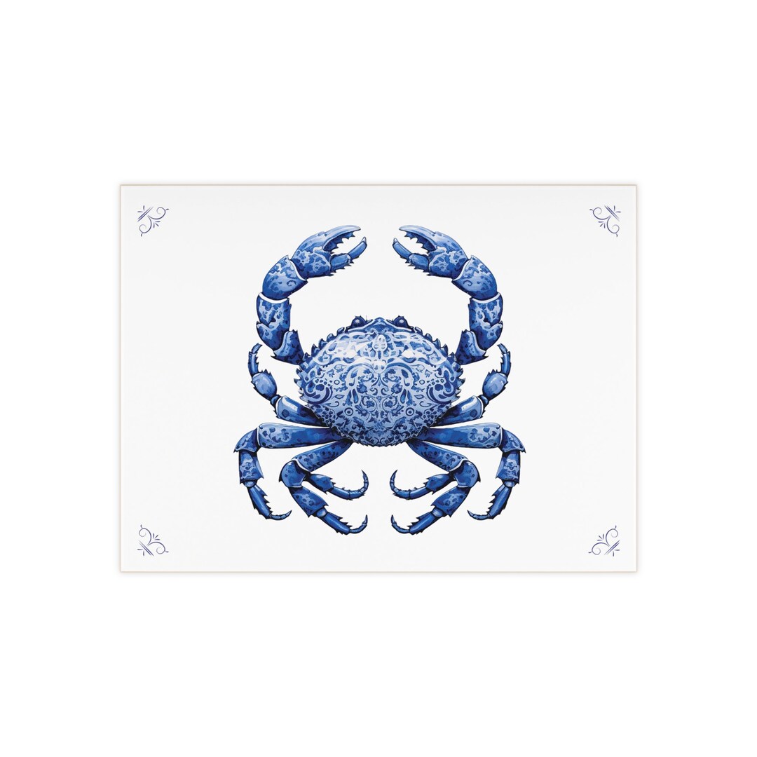 Crab, Delft Blue Tile, Ceramic Tile, 6" X 8", Delft Blue, Wall Art ...