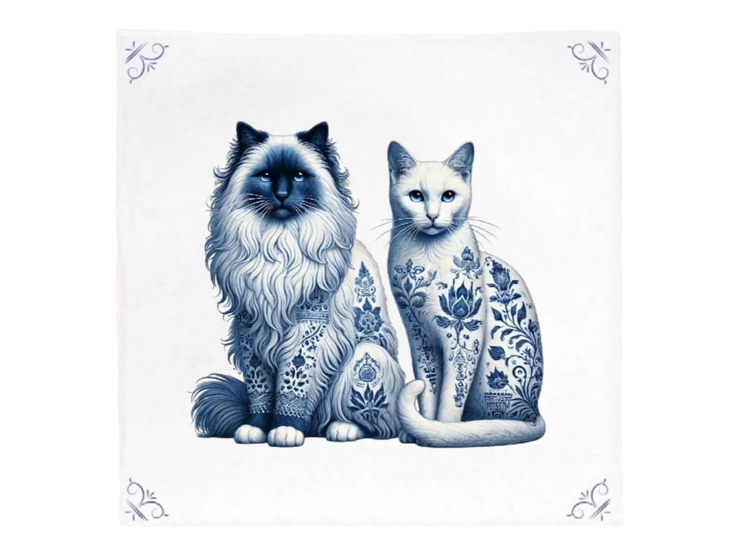 Cat, Delft Blue, Ceramic Tile, Kitchen Tile, Bathroom, Backsplash ...