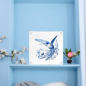 Hummingbird, Tile, Delft Blue, Delft Blue Tile, Royal Blue, Animal ...