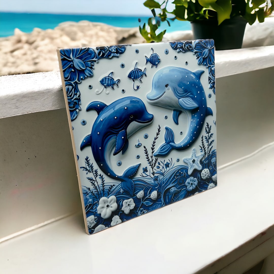 Dolphin, Delft Blue, Delft Blue, Delft Blue Tile, Tile, Dolphins ...