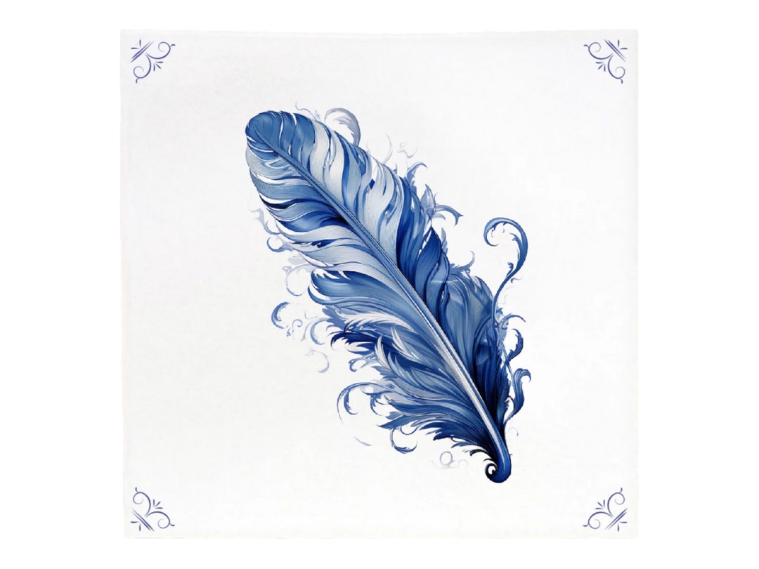 Delft Blue, Delft Blue Ceramic Tile, Delft Blue Feather, Feather ...