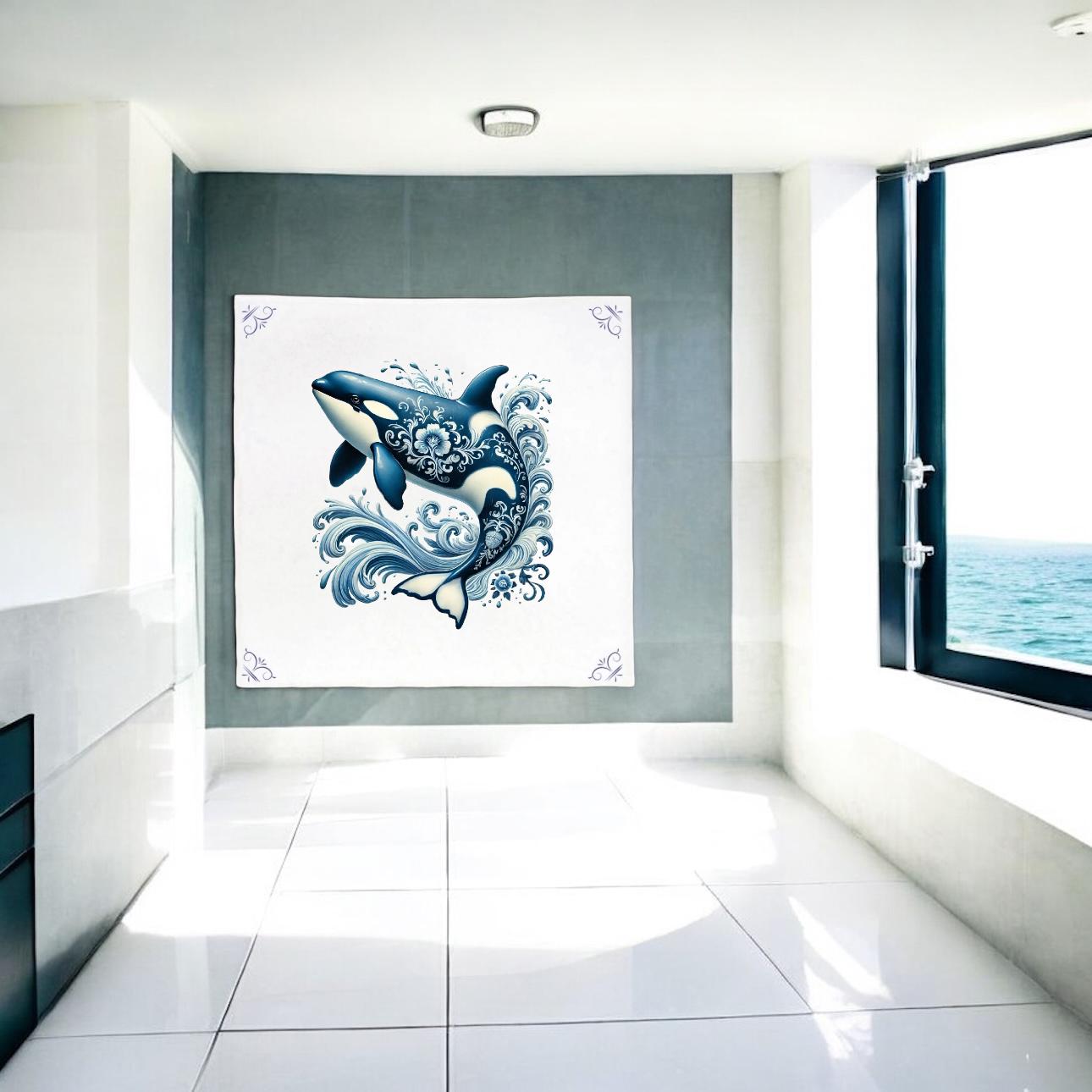 Orca, Tile, Delft Blue, Kitchen Tile, Bathroom Tile, Wall Art, Kitchen ...