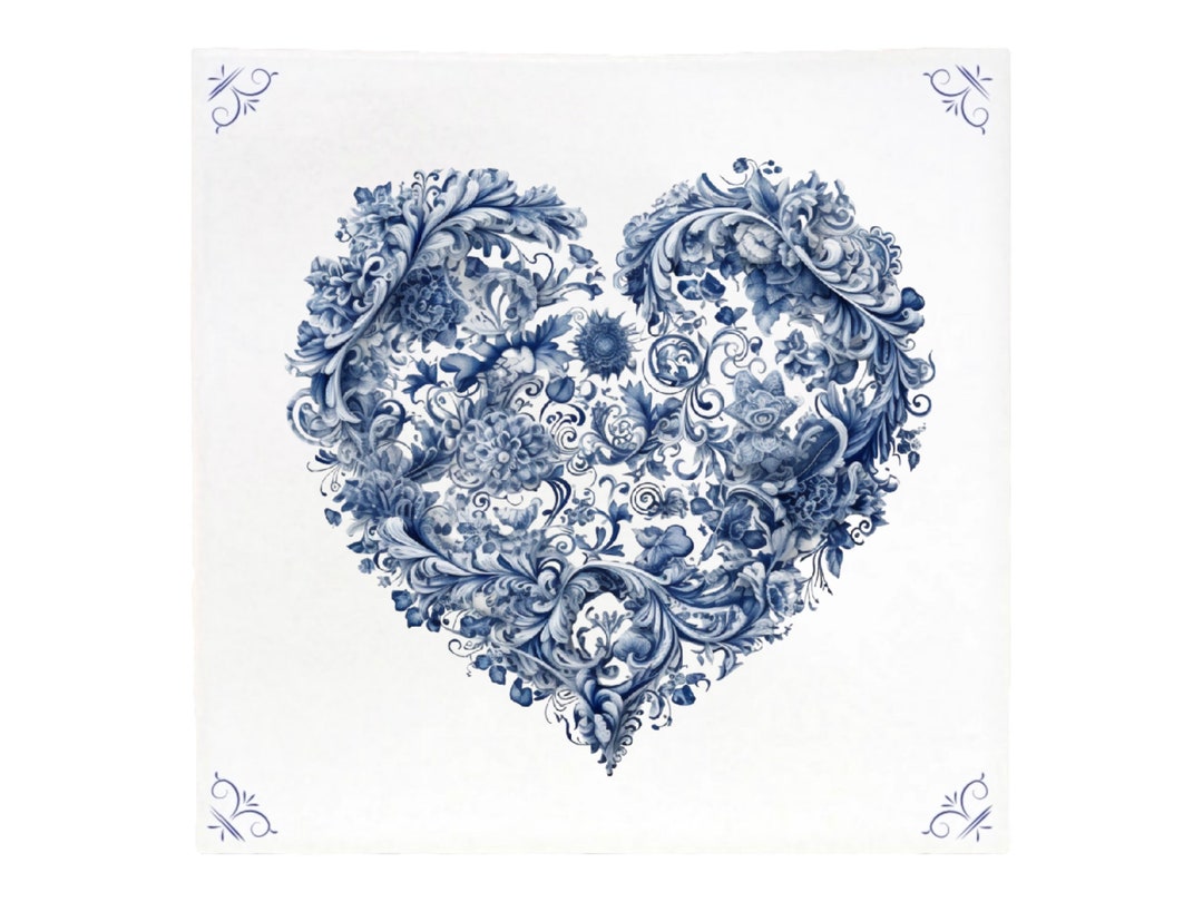 Heart, Heart Tile, Delft Blue, Valentine, Valentines Day, Valentine ...