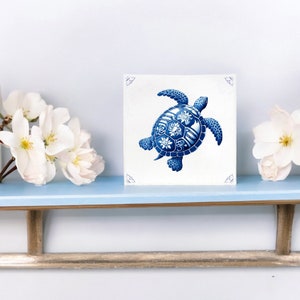 Turtle, Sea Turtle, Tile, Delft Blue, Delft Blue Tile, Royal Blue ...