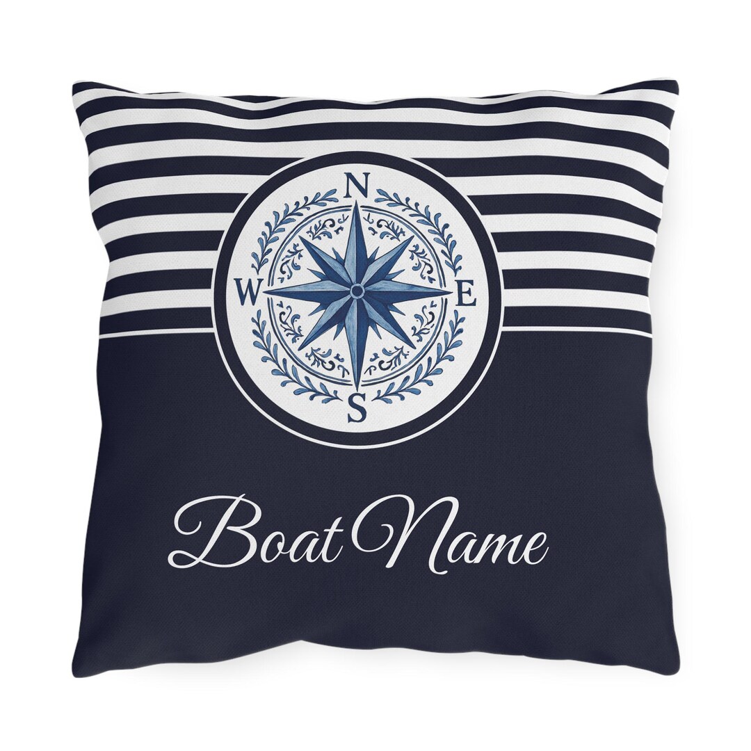 Boat Pillow, Delft Blue, Personalized Boat Name, Nautical Decor, Yacht ...