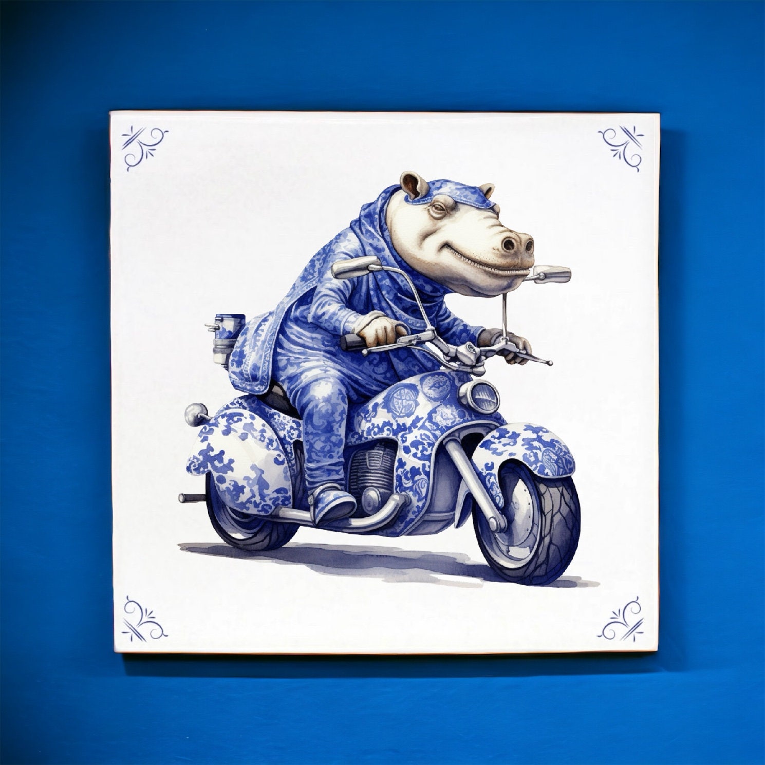 Delft Blue, Delft Blue Ceramic Tile, Delft Blue Motorcycle Hippopotamus ...
