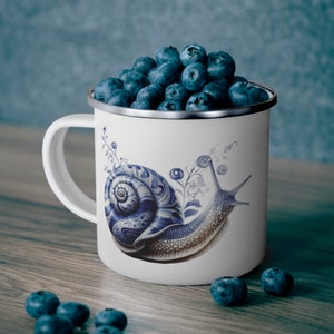 Snail, Enamel, Camping Mug, 12 Oz., Enamel Mug, Mug, Mugs, Stainless ...