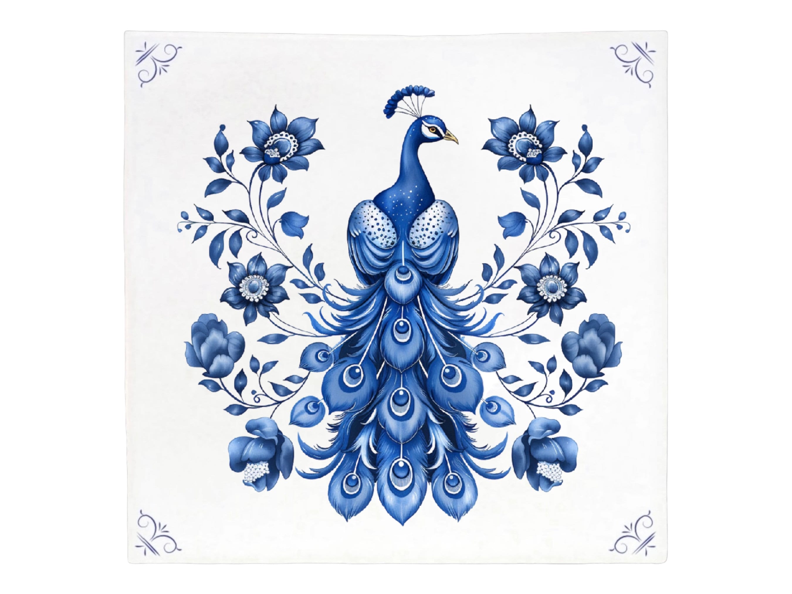 Delft Blue Peacock, Delft Blue Tile, Tile, Delft Blue Tiles, Peacock ...