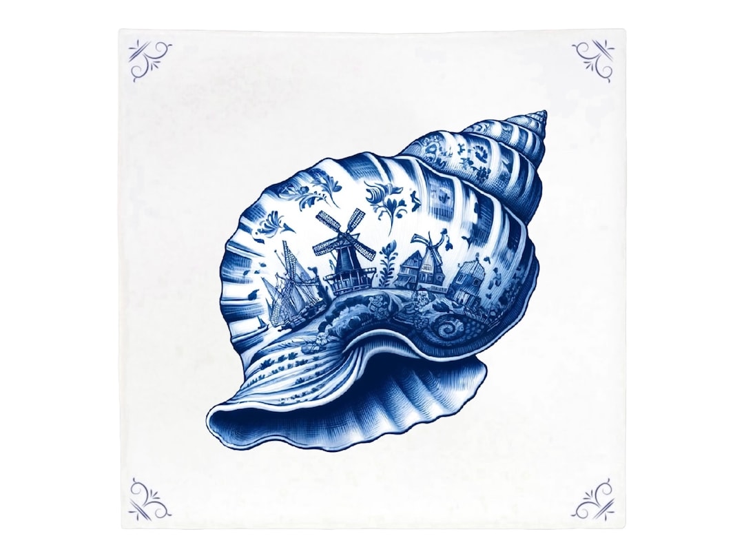 Seashell, Tile, Delft Blue, Delft Blue Tile, Shell, Bathroom Tile, Wall ...