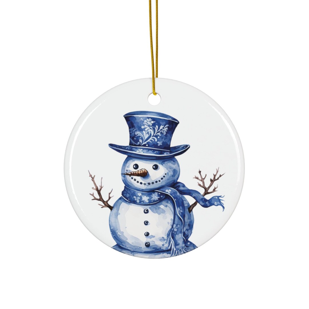 Snowman, Ceramic Ornament, Delft Blue - Etsy