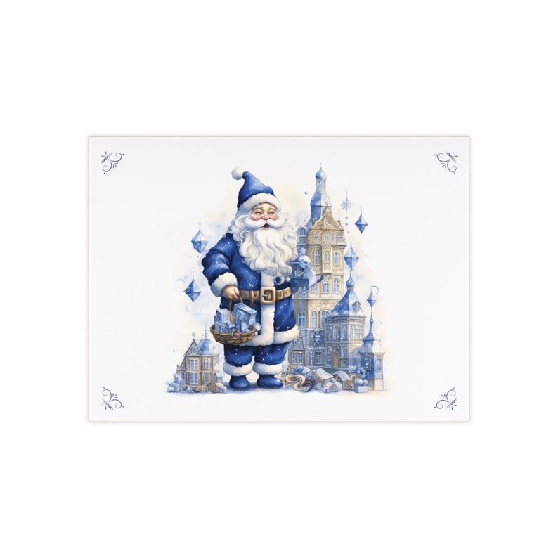Santa, Ceramic Tile, 6" X 8", Delft Blue Tile, Santa Decor, Christmas ...