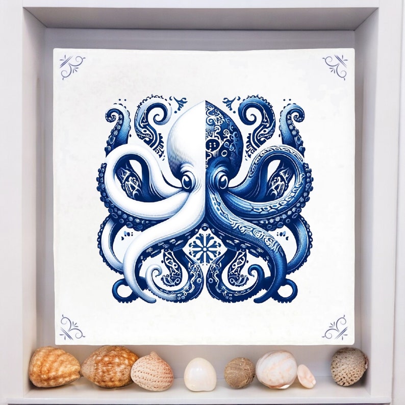 Octopus, Tile, Delft Blue, Kitchen Tile, Bathroom Tile, Wall Art ...