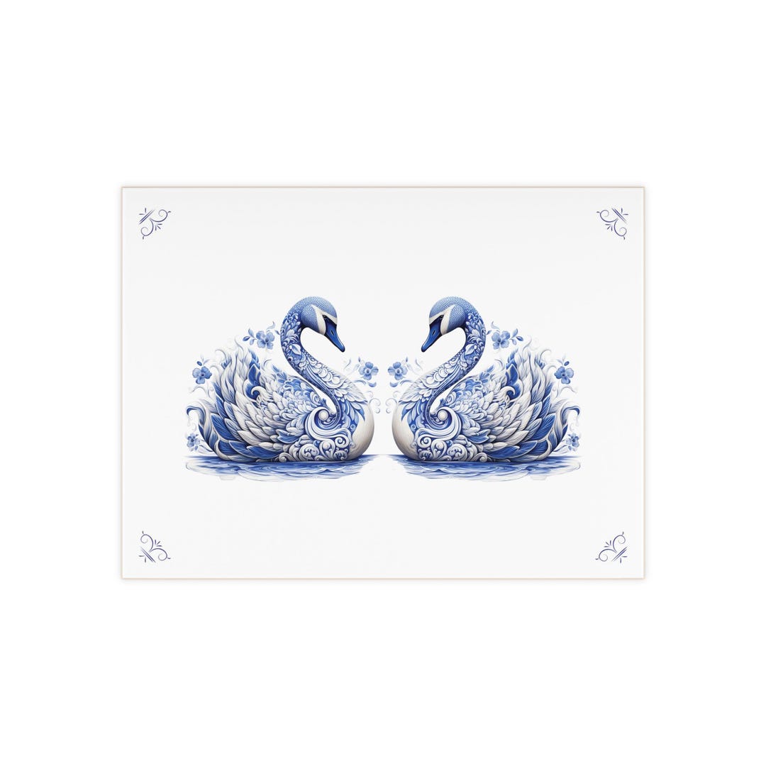 Swan, Ceramic Tile, Delft Blue, Wedding, Gift for Loved One, Wedding ...